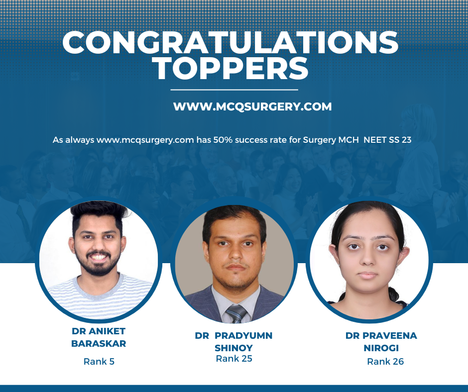 NEET SS 23 toppers – Surgery Superspeciality MCQS